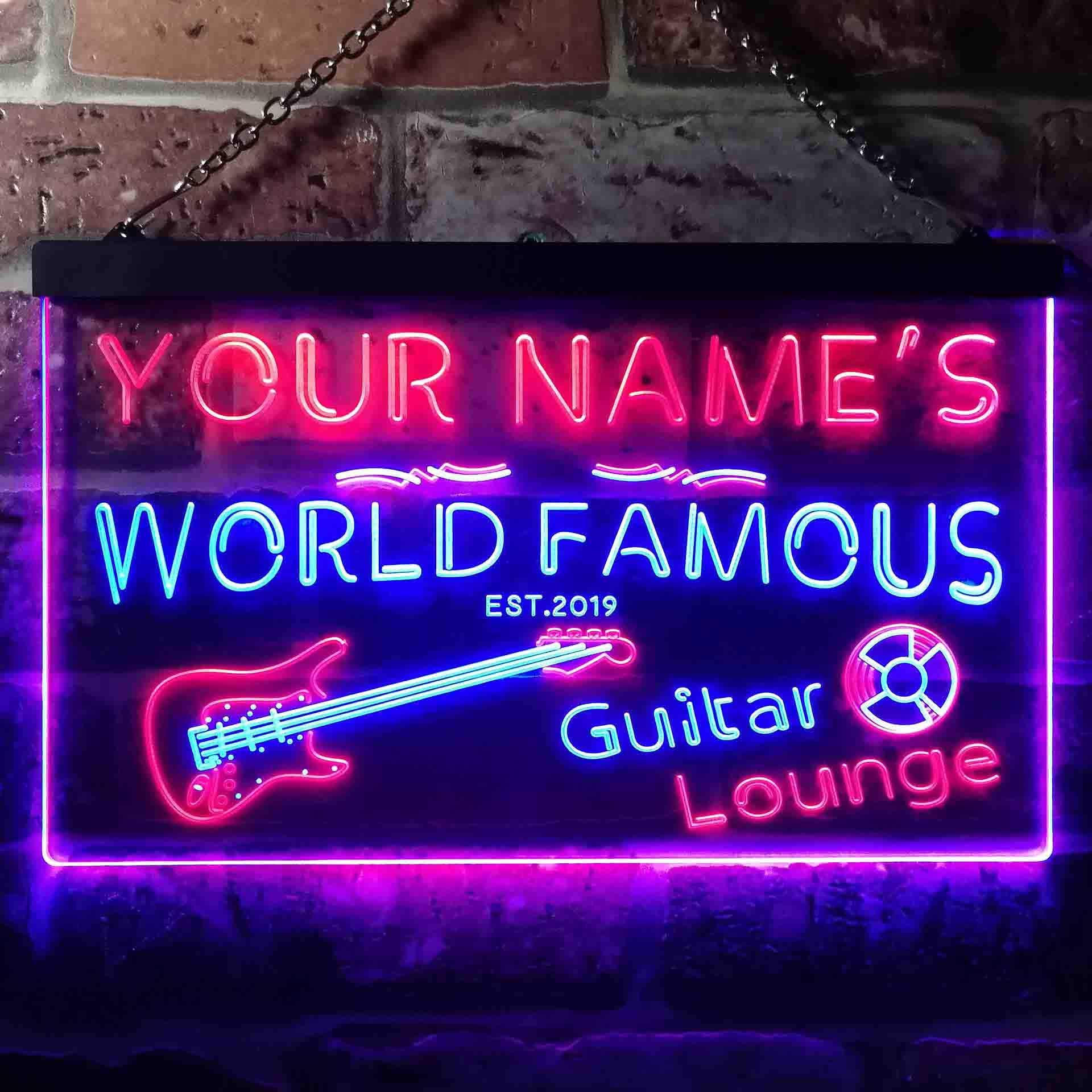 ADVPRO Personalized Your Name Est Year Theme Guitar Room Music Room Dual Color LED Neon Sign Blue & Red 16" x 12" st6s43-pf1-tm-br