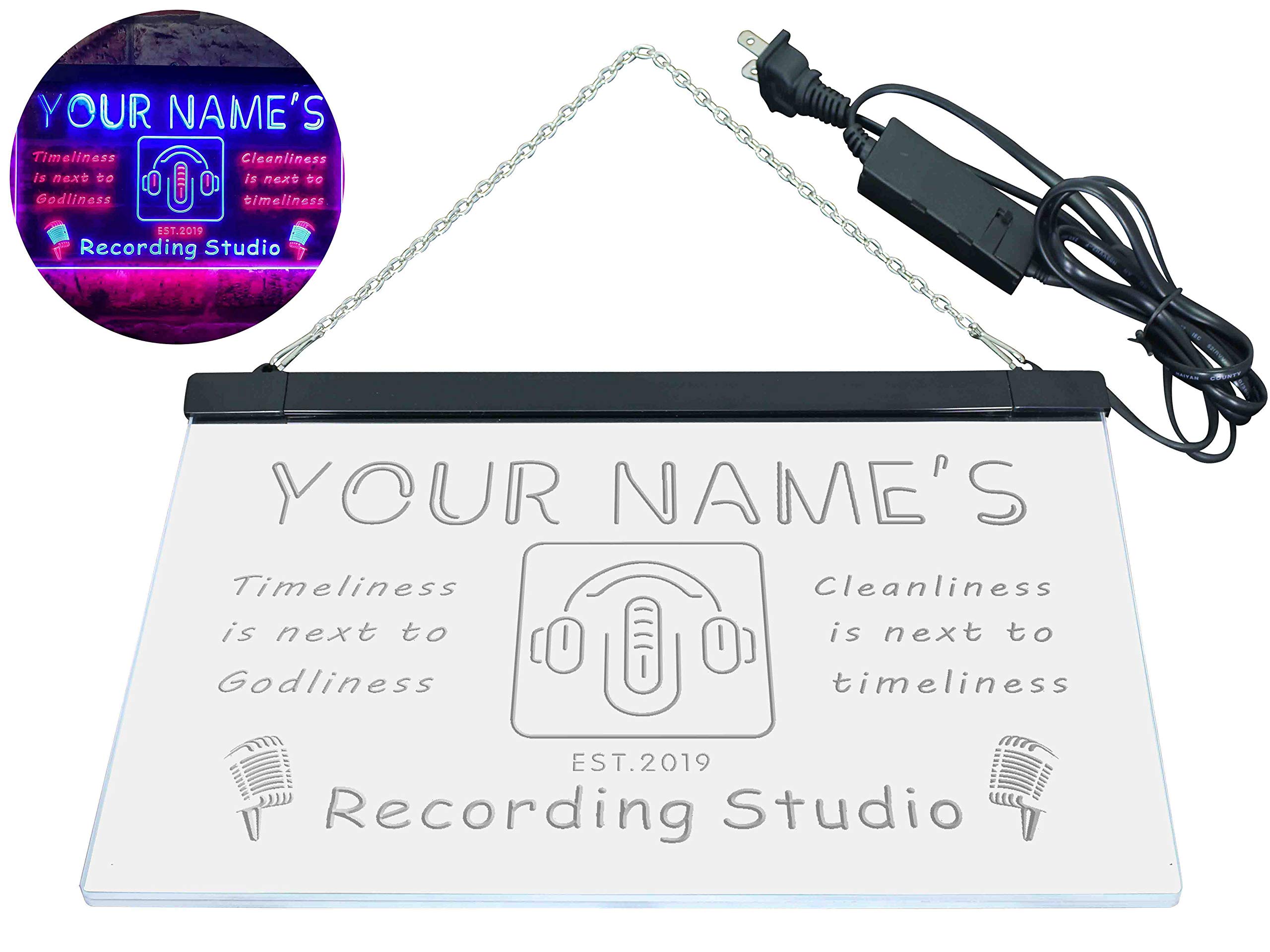 ADVPRO Personalized Your Name Est Year Theme Recording Studio On Air Dual Color LED Neon Sign Red & Blue 16" x 12" st6s43-qm1-tm-rb