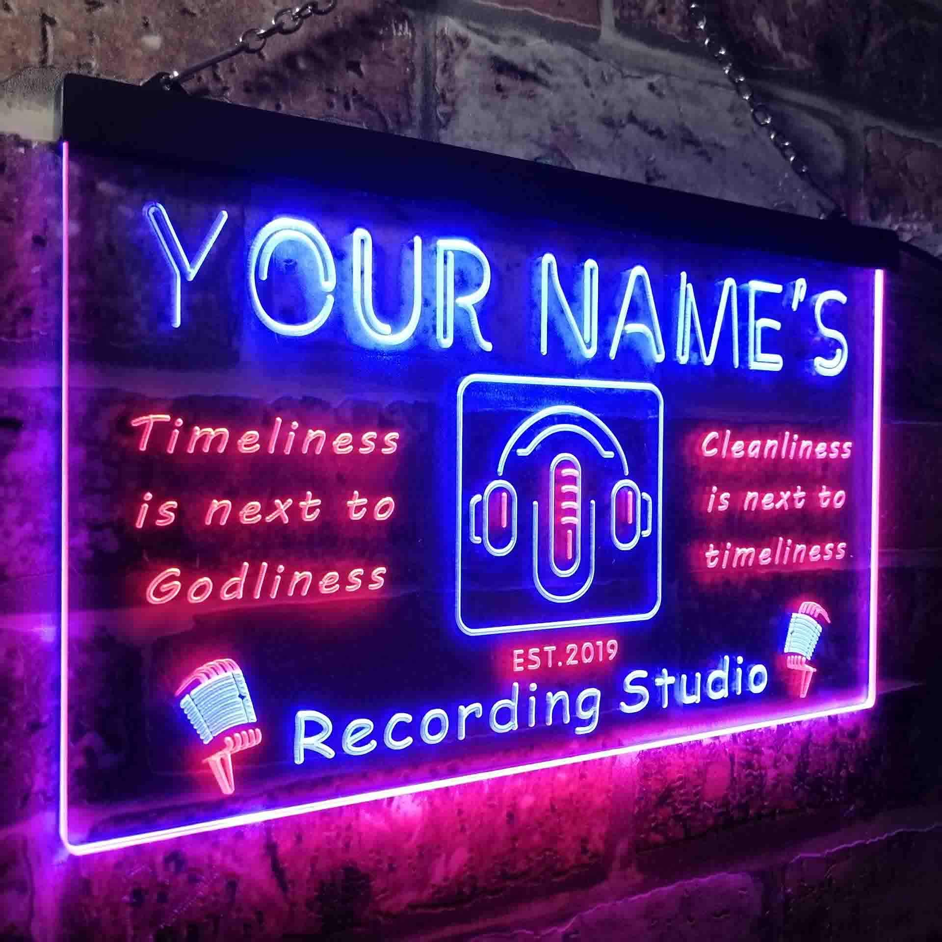 ADVPRO Personalized Your Name Est Year Theme Recording Studio On Air Dual Color LED Neon Sign Red & Blue 16" x 12" st6s43-qm1-tm-rb