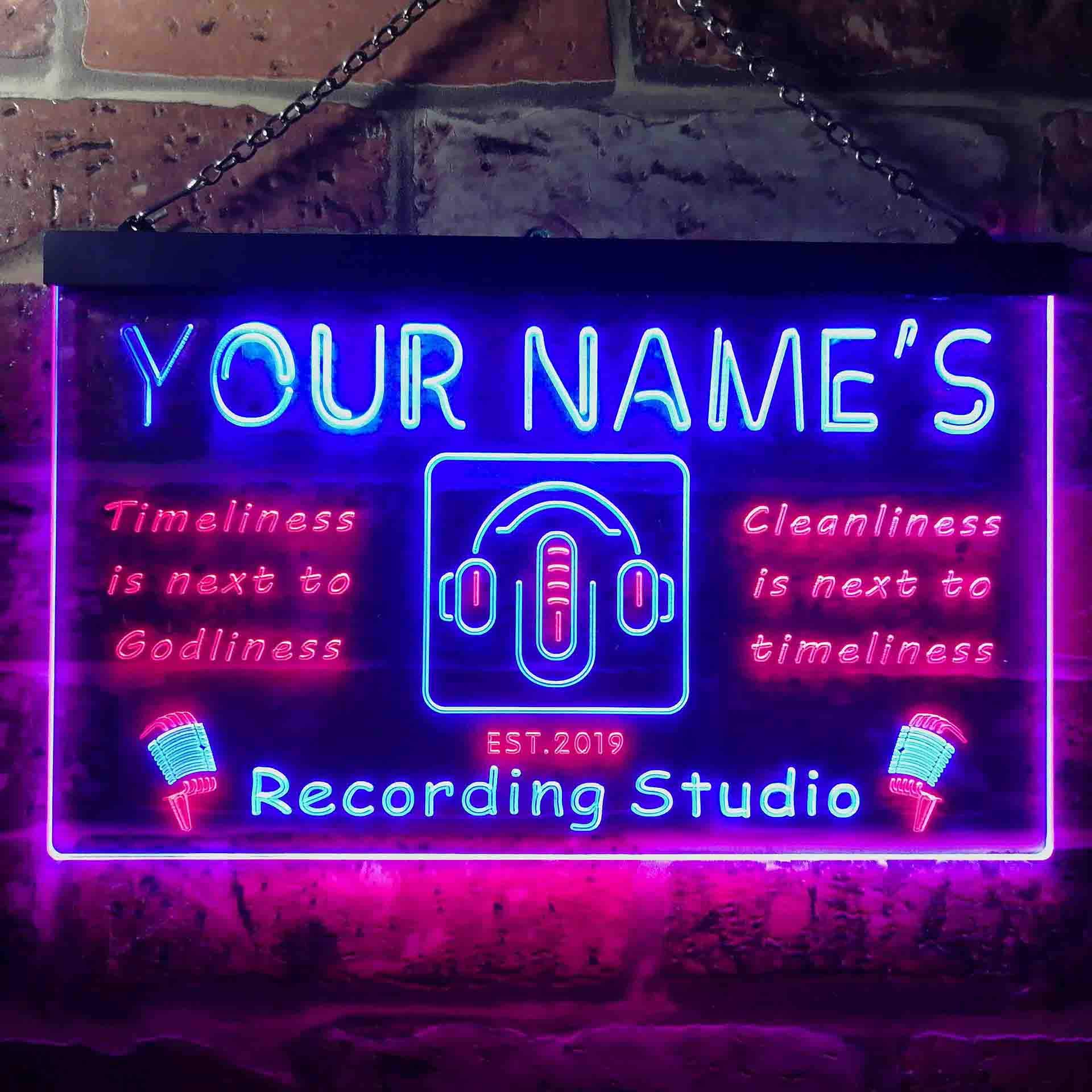 ADVPRO Personalized Your Name Est Year Theme Recording Studio On Air Dual Color LED Neon Sign Red & Blue 16" x 12" st6s43-qm1-tm-rb