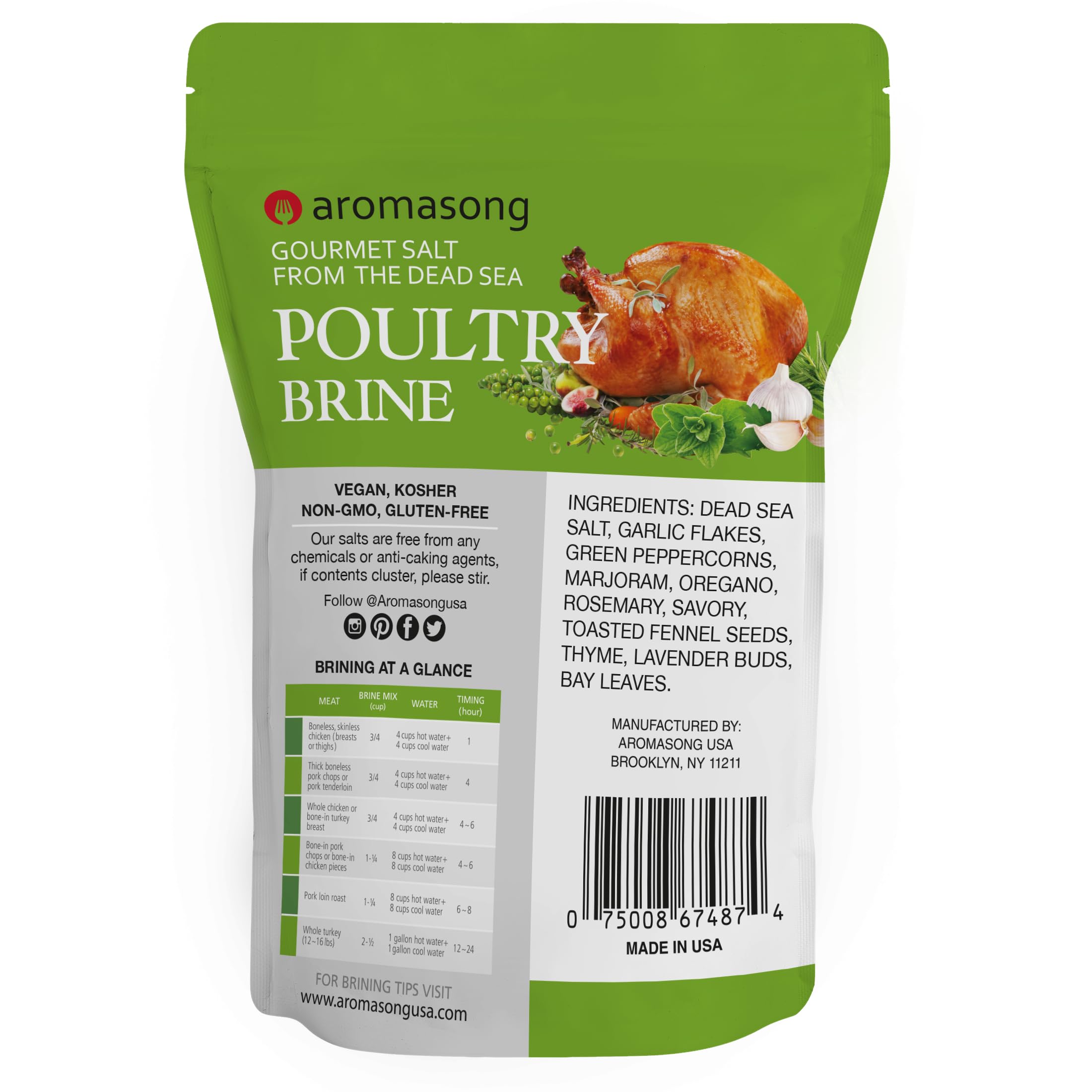 Aromasong Turkey Brine - 100% Natural - 2 LB - For Wet & Dry Brining. (Herbs De Provence seasoning) for Whole, Smoked, Oven-Roasted or Fried Turkey - Made in USA