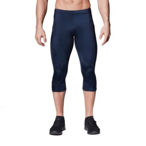 cw-x men's stabilyx joint support 3/4 compression tight, true navy, medium