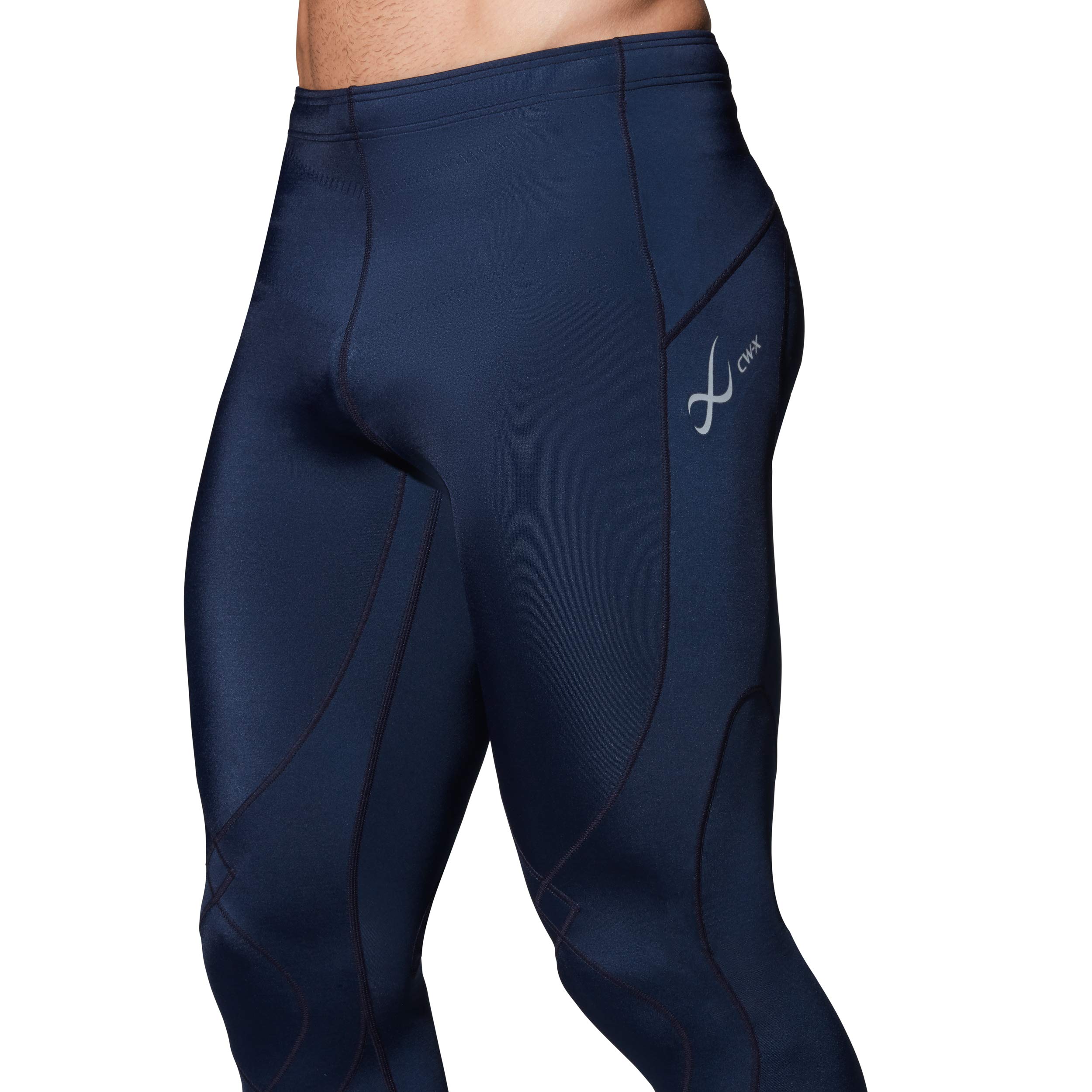 CW-X Men's Stabilyx Joint Support 3/4 Compression Tight, True Navy, Medium