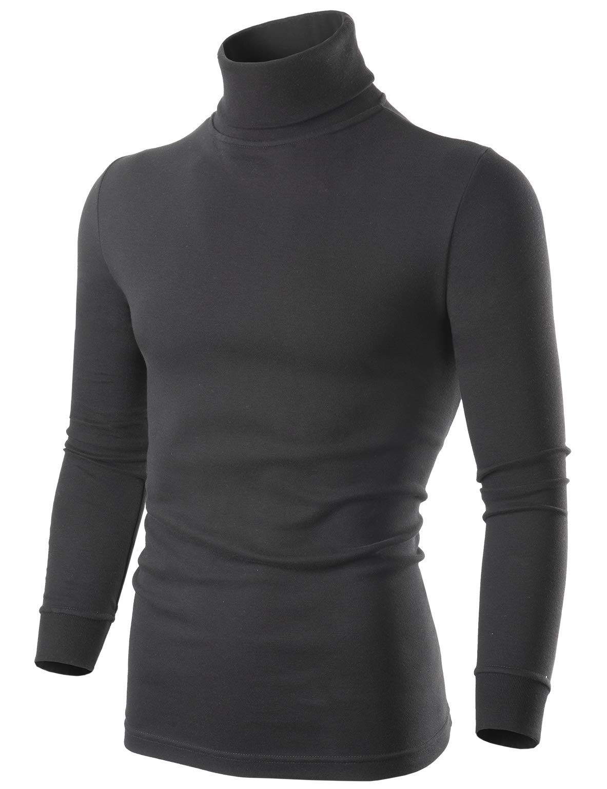 SERHOM Black Turtleneck Men Cotton Long Sleeve Mock Turtleneck for Men Thermal Underwear, M