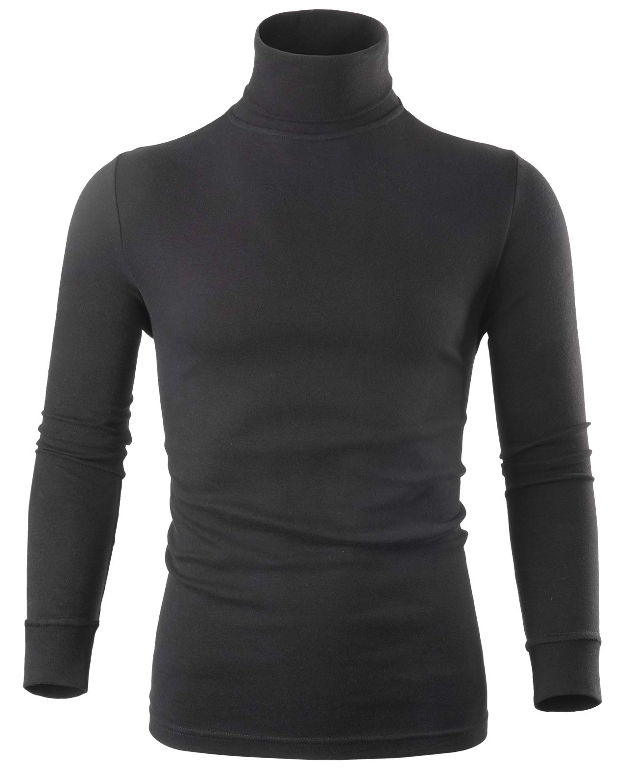 SERHOM Black Turtleneck Men Cotton Long Sleeve Mock Turtleneck for Men Thermal Underwear, M