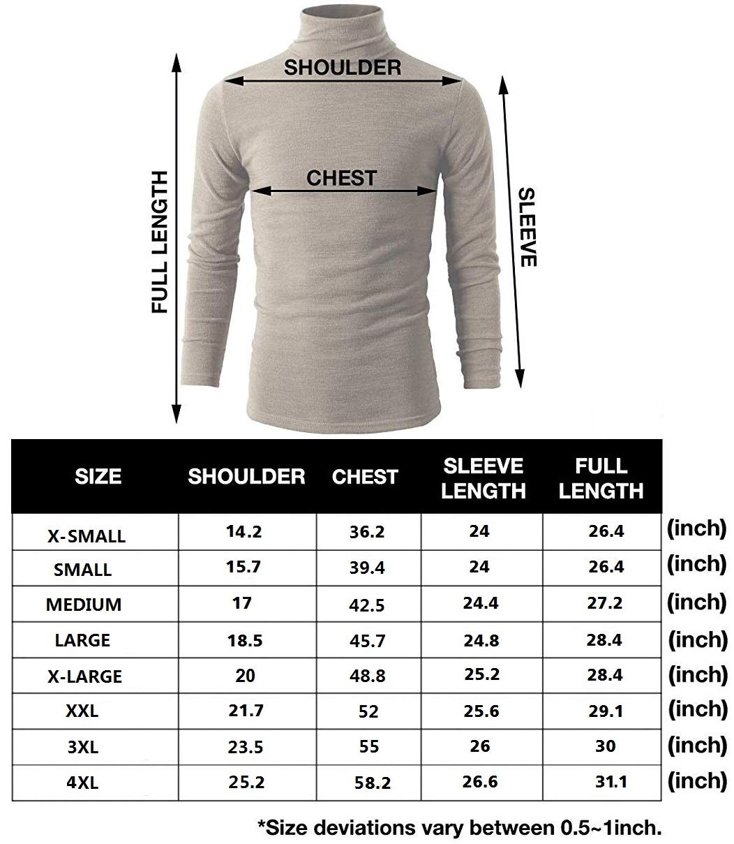 SERHOM Black Turtleneck Men Cotton Long Sleeve Mock Turtleneck for Men Thermal Underwear, M