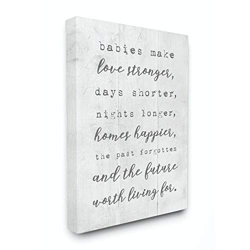 Stupell Industries Babies Make Love Stronger Family Home Kids Grey Word, Design by Artist Daphne Polselli Wall Art, 24 x 30, Canvas