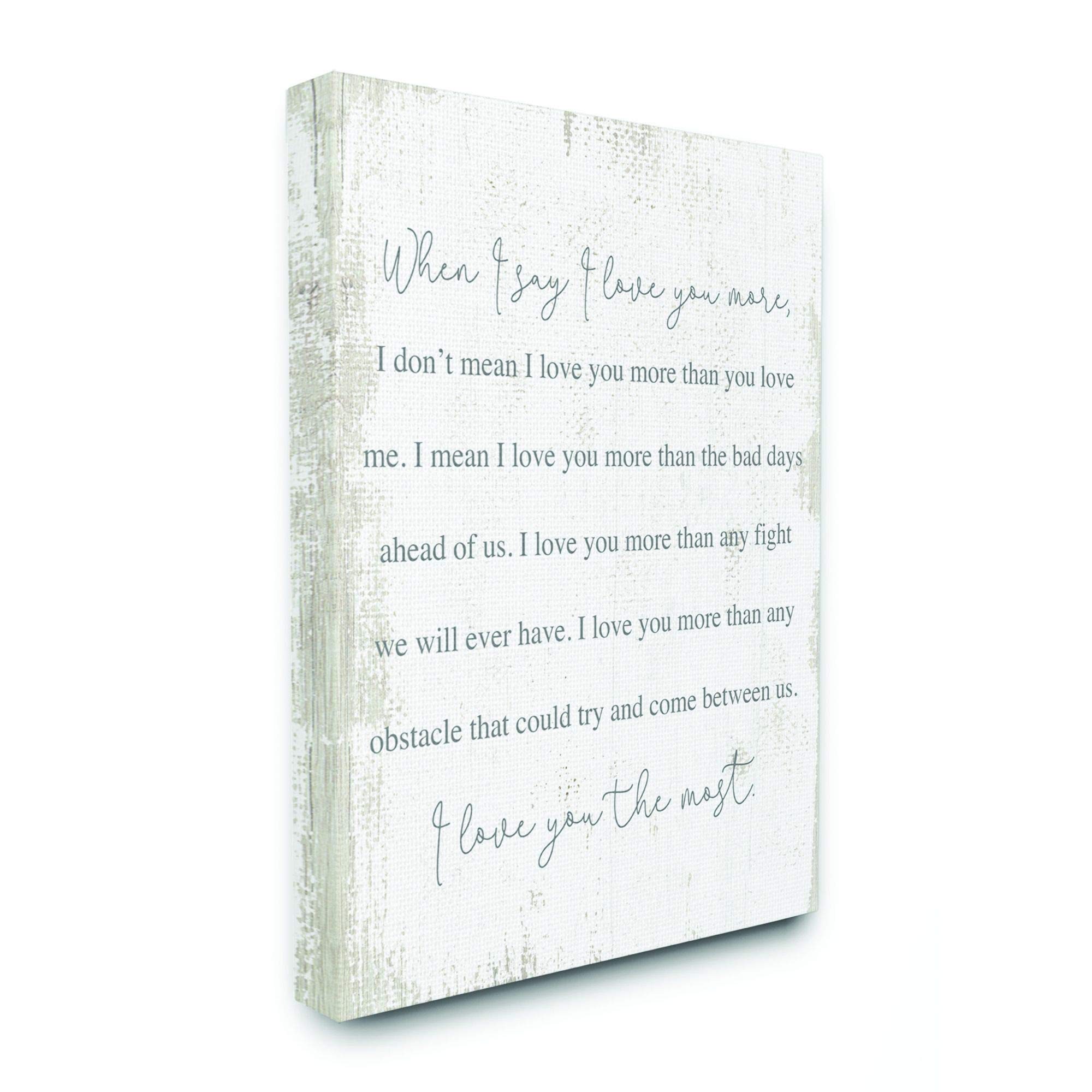 Stupell Industries Love You The Most Family Home Textured Word, Design by Artist Daphne Polselli Wall Art, 16 x 20, Canvas