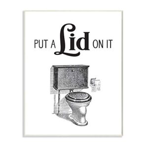 stupell industries put a lid on it toilet bathroom word, design by artist lettered and lined wall art, 10 x 15, wood plaque