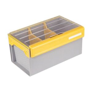 plano edge premium plastics and bulk tackle utility box, clear and yellow, rust-resistant, waterproof bulk premium storage organizer for plastic tackle