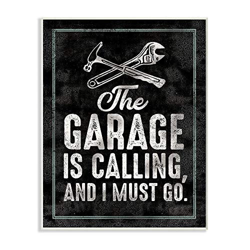 Stupell Industries Garage is Calling Work Room Funny Word, Design by Artist Retrorocket Studio Wall Art, 10 x 15, Wood Plaque