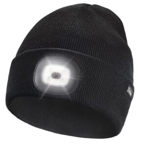 etsfmoa unisex beanie with the light gifts for men dad father usb rechargeable caps black