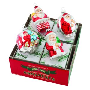 christopher radko santa figure rosy red 3 inch glass holiday decorative hanging ornaments box of 4