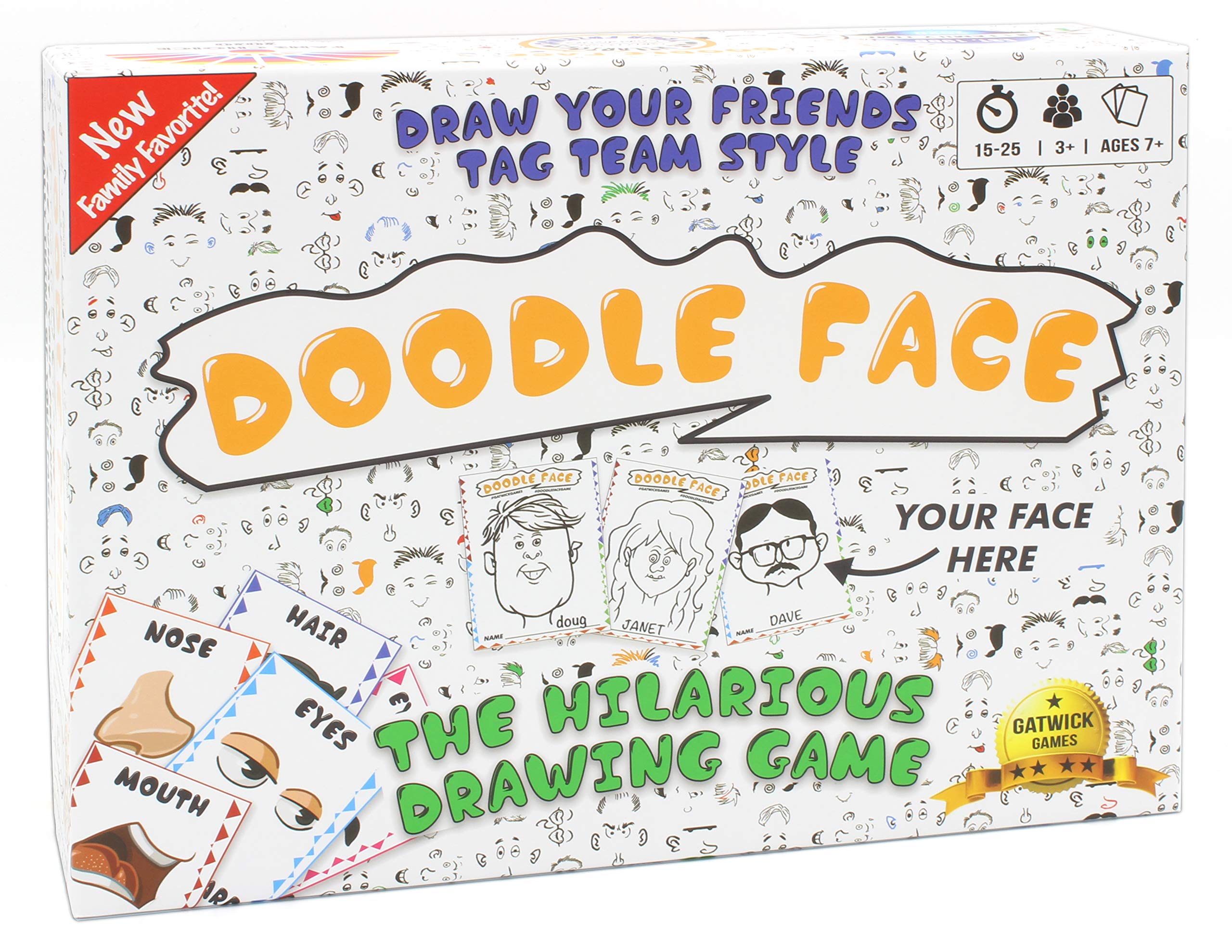 Doodle Face Game - New Hilarious Game of Drawing Your Friends and Family - A Drawing Game for Families - Stay at Home Date Night Party Game for 3-20 Players - Fun for All Ages and Skill Levels