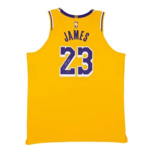 lebron james autographed los angeles lakers gold authentic nike jersey