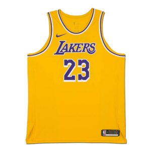 LeBron James Autographed Los Angeles Lakers Gold Authentic Nike Jersey