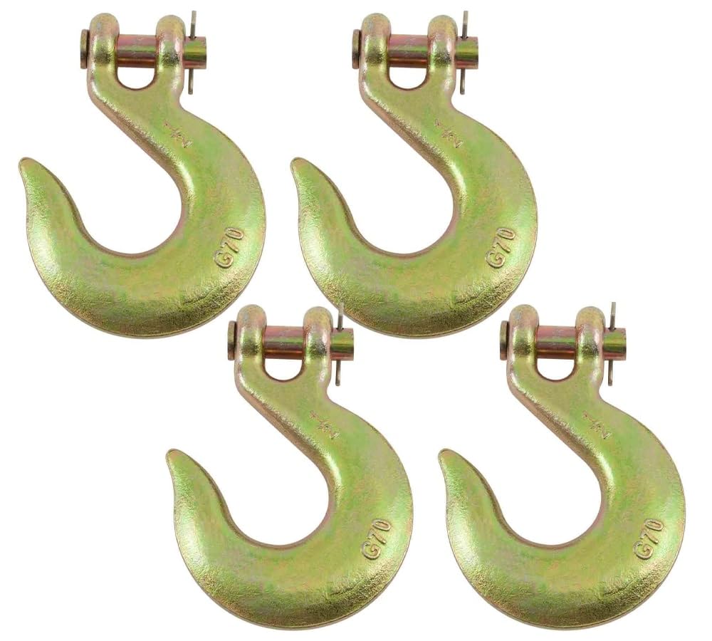 Mytee Products (4 Pack 1/2" Clevis Slip Hook - 11,300 LBS WLL Heavy Duty Grade 70 Tow Chain Hook for Truck Trailer Tie Down