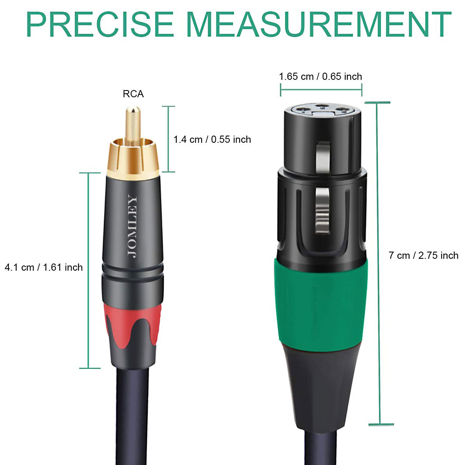 JOMLEY XLR to RCA Cable, Heavy Duty Dual XLR Female to Dual RCA Male Patch Cord HiFi Stereo Audio Connection Interconnect Lead - 3.3ft