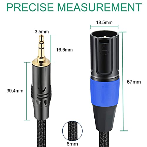 JOMLEY 3.5mm to XLR Cable, XLR to 3.5mm Unbalanced Aux Micphone Cbale, 1/8 inch Mini Jack Stereo to XLR Male Cord Adapter for Cell Phone, Laptop, Speaker, Mixer - 3.3ft