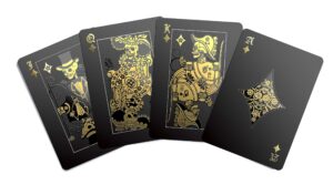 gent supply black waterproof playing cards - day of the dead, gold silver & black edition