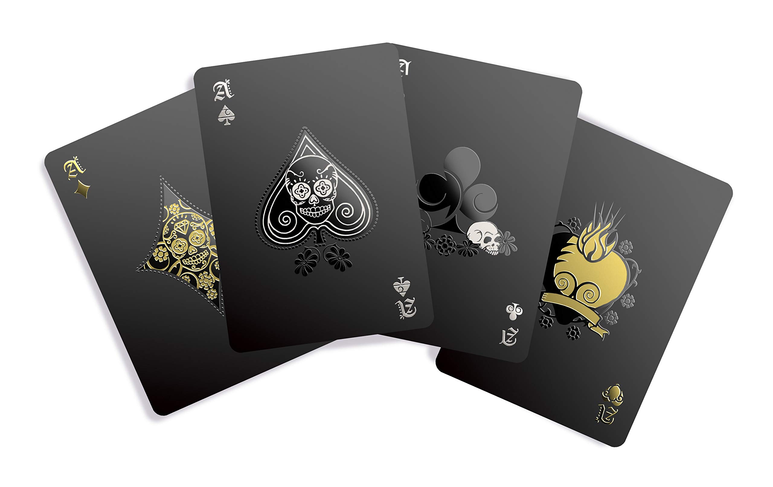 Gent Supply Black Waterproof Playing Cards - Day of The Dead, Gold Silver & Black Edition