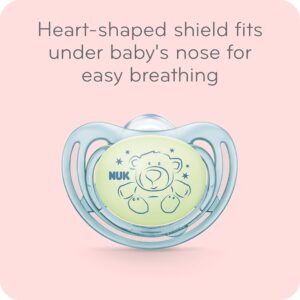 NUK Airflow Glow-in-The-Dark Pacifiers, 6-18 Months, 2 Pack