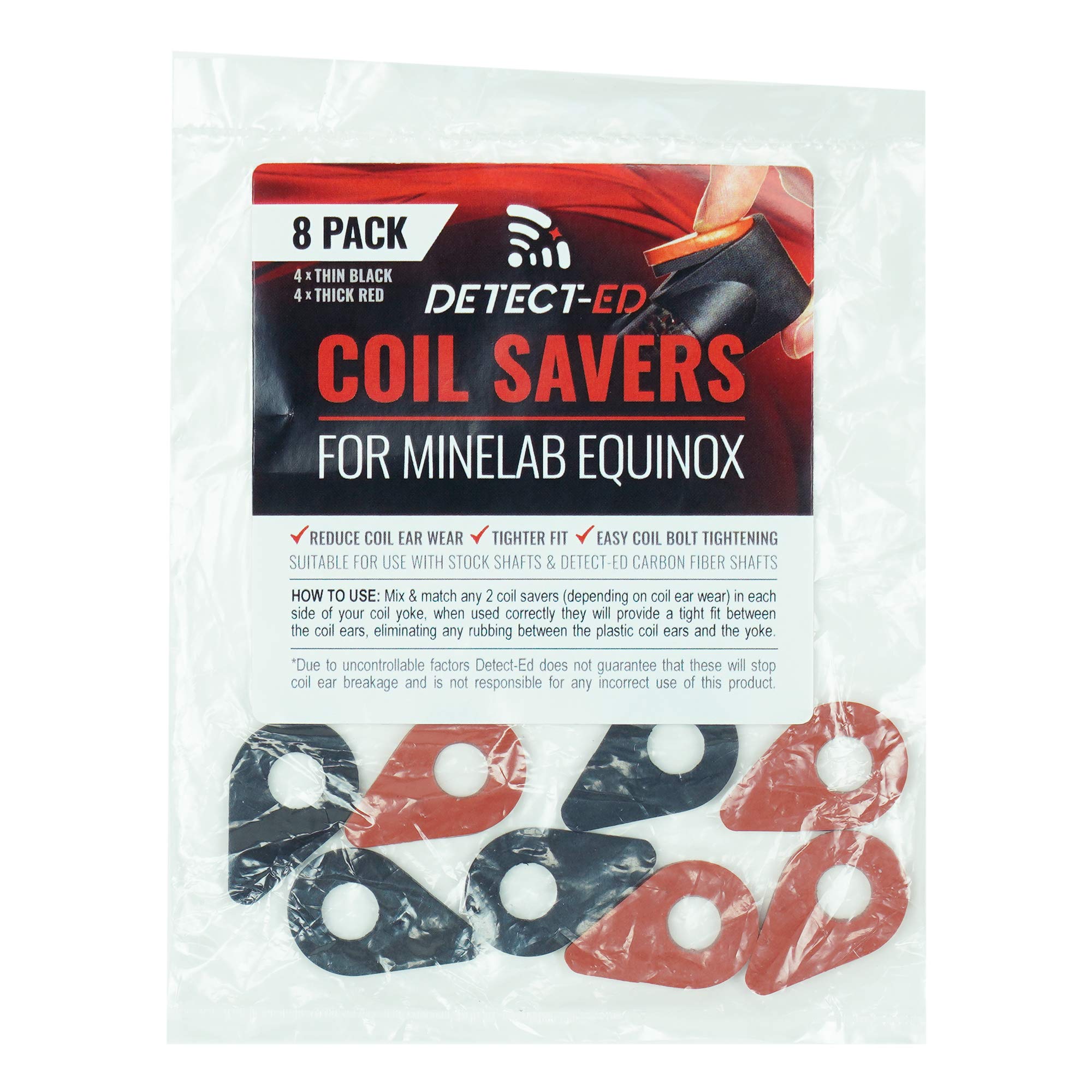 Detect-Ed Coil Savers - Upgrade Washers for Minelab Equinox Metal Detectors Solar (Black)