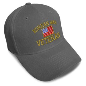 speedy pros baseball cap american veteran korean war a embroidery acrylic dad hats for men & women strap closure dark grey