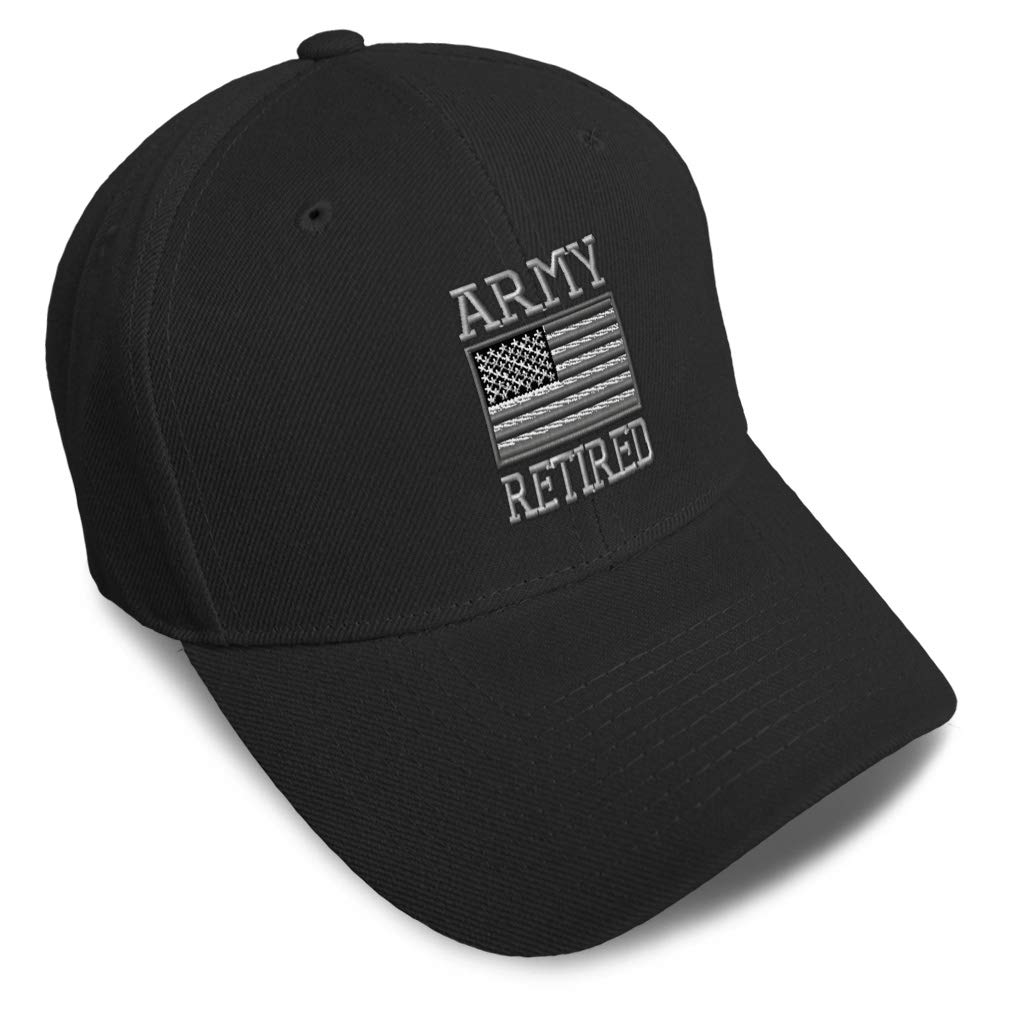 Speedy Pros Baseball Cap Us Army Retired Embroidery Acrylic Dad Hats for Men & Women Strap Closure Black