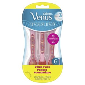 gillette venus treasures disposable women's razors, 6 count