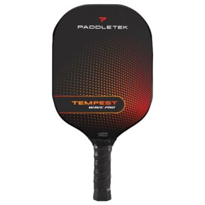 paddletek tempest wave pro pickleball paddle | professional pickleball paddles with carbon fiber surface, tempest srt honeycomb core & high tack performance grip | usapa approved