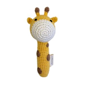 cheengoo organic crocheted stick rattle - giraffe