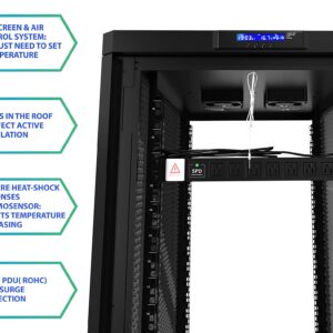 Sysracks 12U 35 inch Depth Soundproof Server Rack Cabinet Quiet Server Cabinet Enclosure Silent Acoustic Server Rack up to 36% Noise Reduction