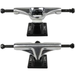 Skateboard Cruiser Trucks and Wheels Package 83A Soft Wheels - ABEC 5 Bearings (55mm 83A Green, Core 5.25" Silver (8.25"))