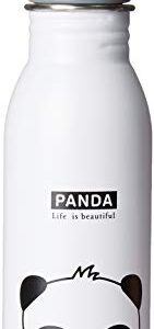 Happy Haystack Stainless Water Bottle with Panda Design 600ml with Sport Top (White)