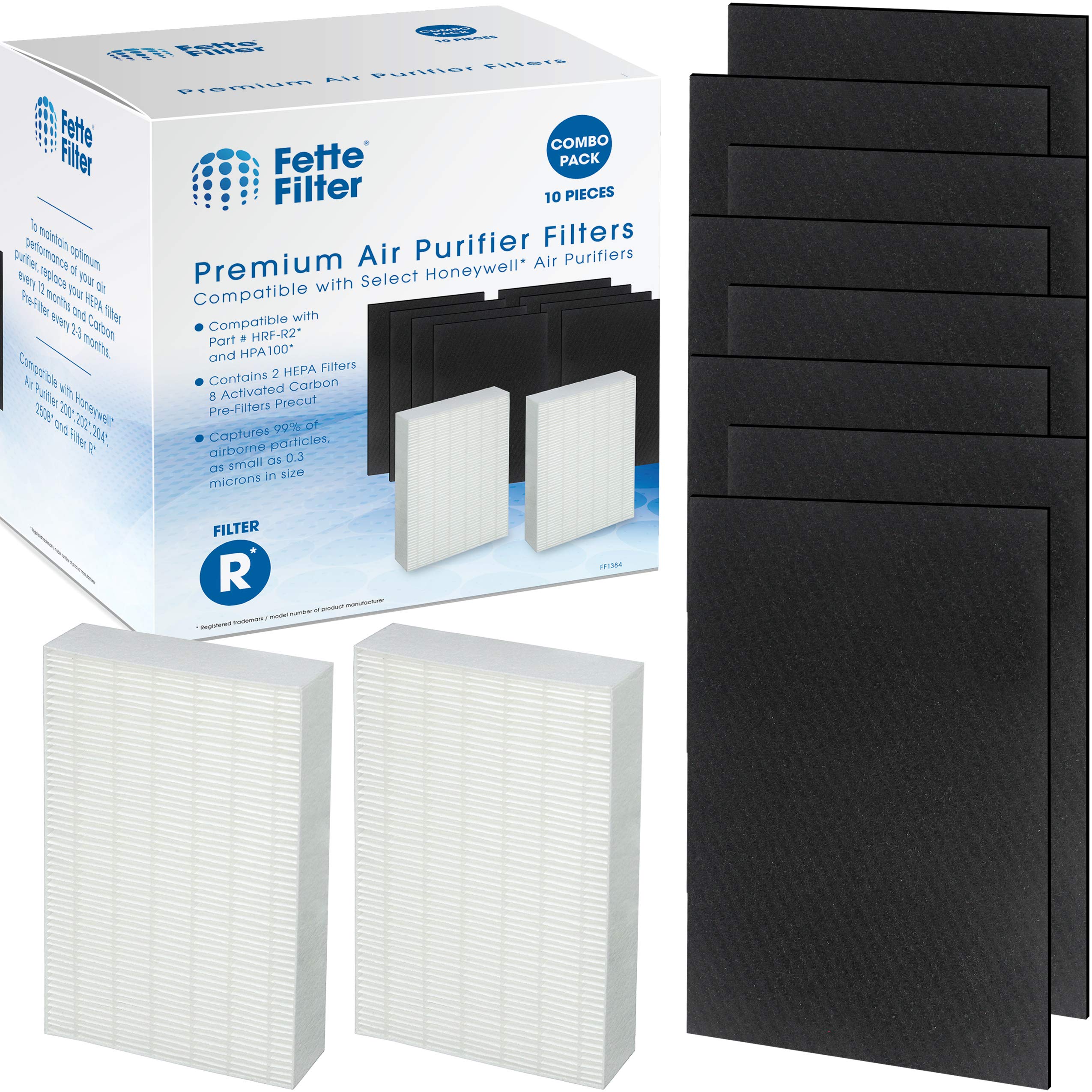 Fette Filter - HPA100 Premium True HEPA H13 Replacement Filter R Compatible with Honeywell Air Purifier HPA 090 094 100 104 105 HA106 HPA3100 HPA5100 HPA5150 Part# HRF-ARVP100 Filter R PreFilter A