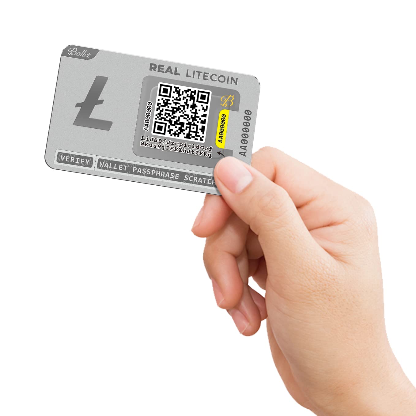 Ballet Real Litecoin - The Easiest Crypto Cold Storage Card - Cryptocurrency Hardware Wallet, Managing Your Crypto Assets, NFTS, Coins, (Single)