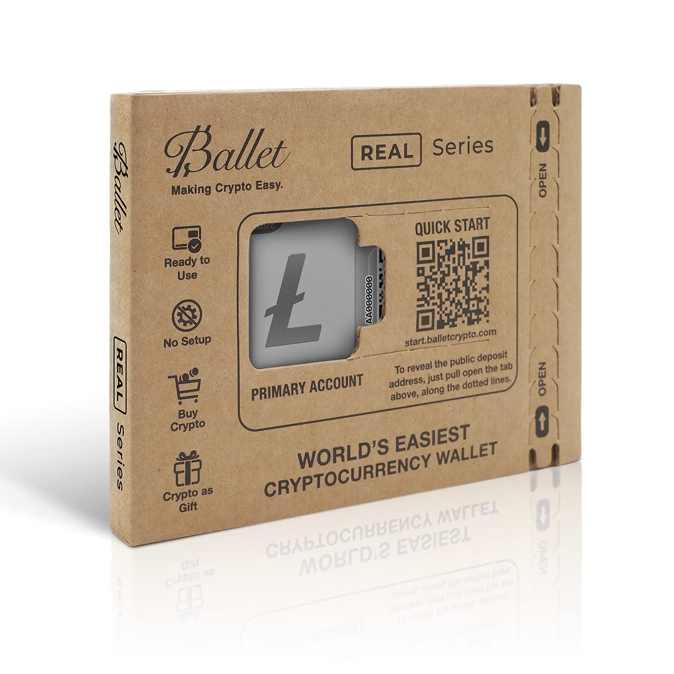 Ballet Real Litecoin - The Easiest Crypto Cold Storage Card - Cryptocurrency Hardware Wallet, Managing Your Crypto Assets, NFTS, Coins, (Single)