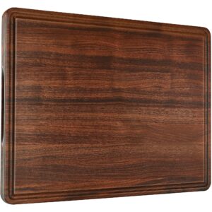 azrhom xxl large walnut wood cutting board for kitchen 24x18 (gift box) with juice groove handles non-slip mats thick reversible butcher block chopping board