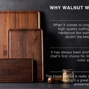 AZRHOM XXL Large Walnut Wood Cutting Board for Kitchen 24x18 (Gift Box) with Juice Groove Handles Non-slip Mats Thick Reversible Butcher Block Chopping Board