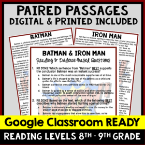 digital paired passage set: 8th-9th grade reading level informational text