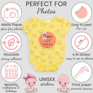 Baby Milestone Stickers Boy Girl - Premium Set of 30 Newborn Infant Monthly Growth Stickers - 1 Photo Album Memory Registry Cute Baby Shower Gift Birthday- Baby Memory Book with Keepsake Box for Mommy