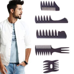 Styling Hair Comb Set Salon Barber Hairstylist Comb 5 Pack Professional Hair Brush Retro Hairdressing Hair Care Style Accessory Double-sided for Men Boy Gentleman