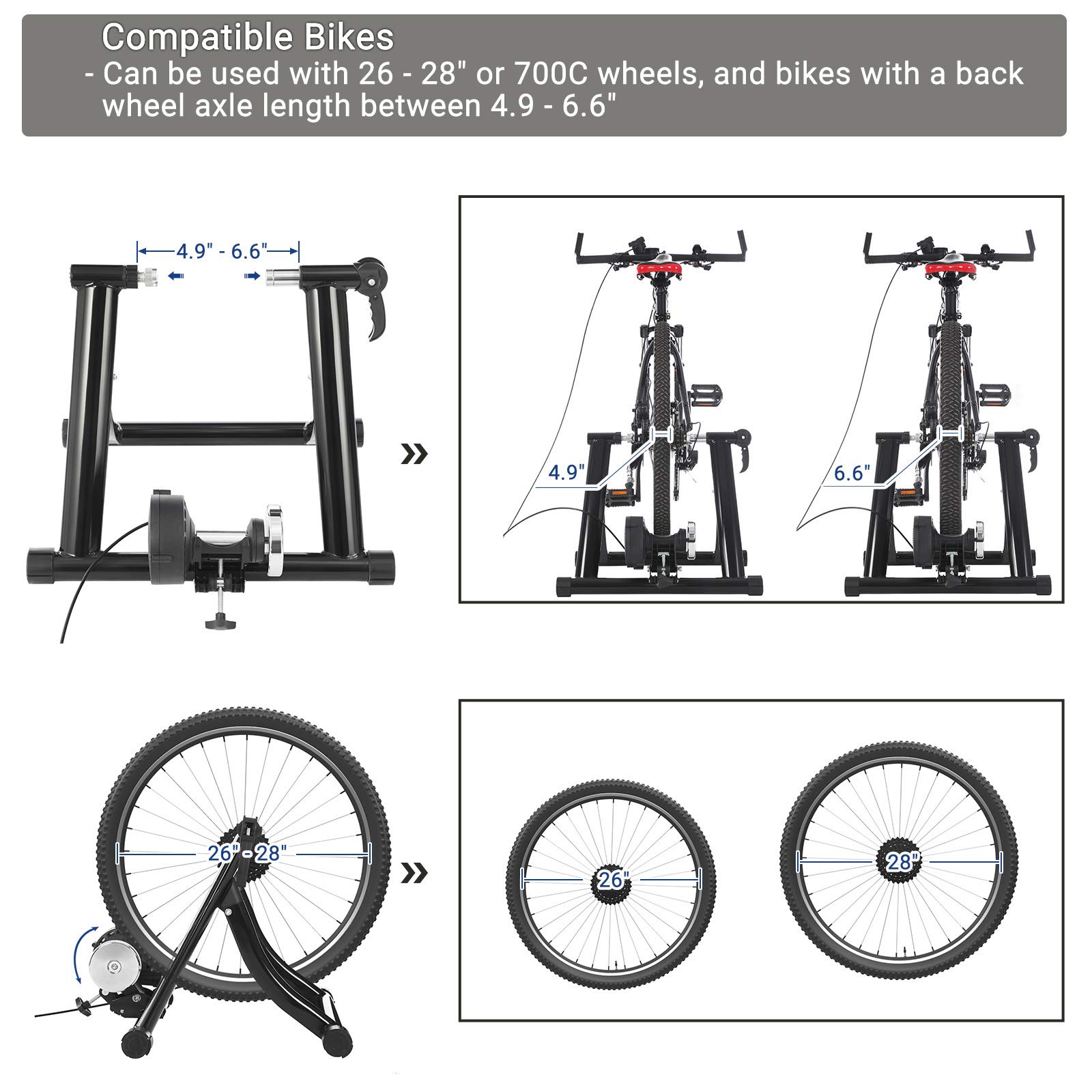 SONGMICS Indoor Bike Trainer Stand, Reduces Noise, Curvy Stable Frame USBT01B