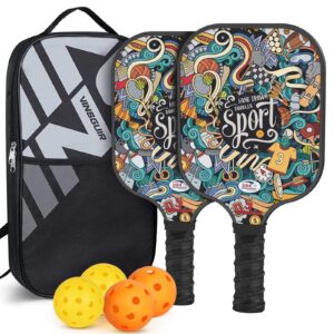 vinsguir pickleball paddles set, usapa approved pickle ball paddle set of 2 with 4 pickleball balls and bag, pickleball rackets gifts for women men beginners