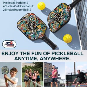 VINSGUIR Pickleball Paddles Set, USAPA Approved Pickle Ball Paddle Set of 2 with 4 Pickleball Balls and Bag, Pickleball Rackets Gifts for Women Men Beginners