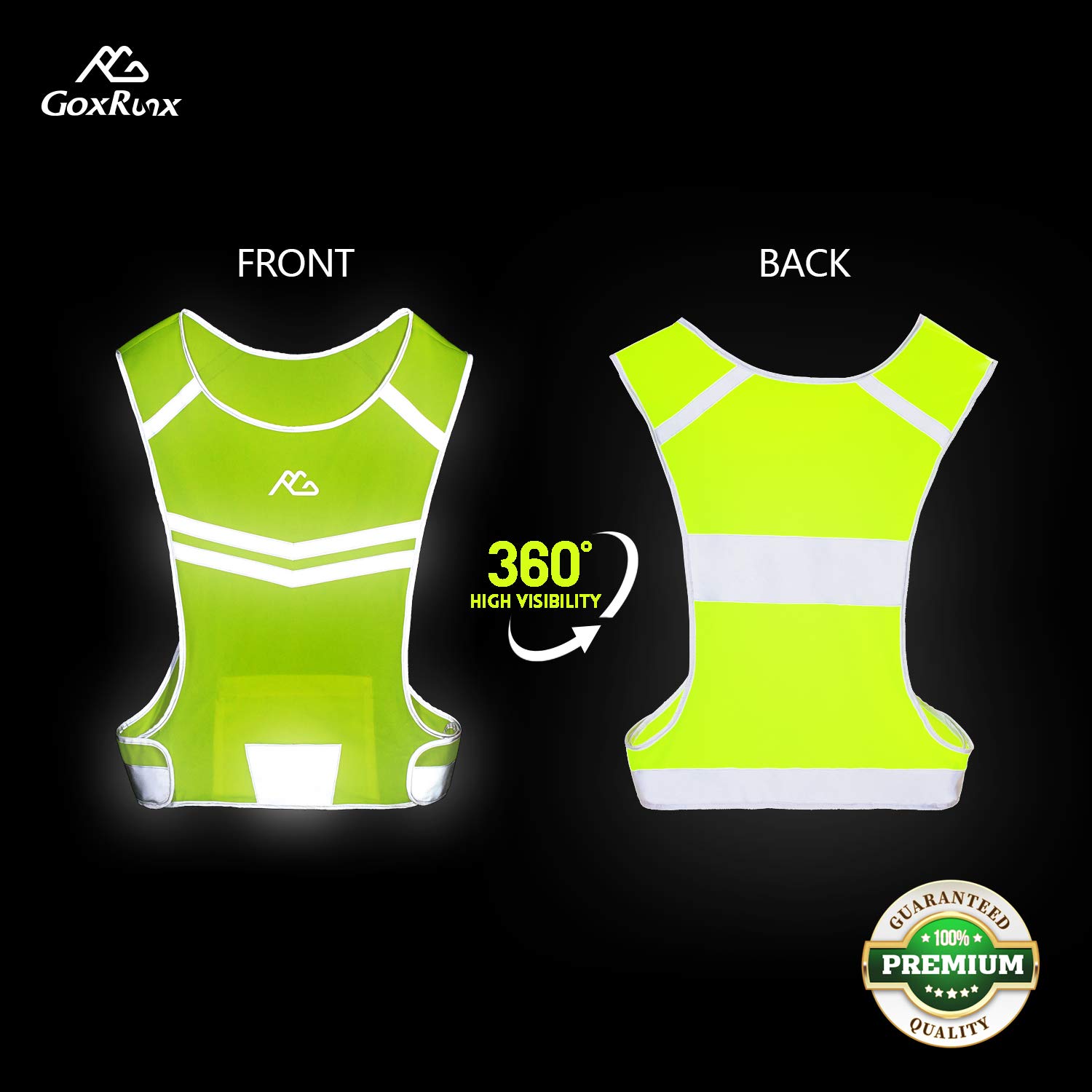 Reflective Running Vest Gear Ultralight & Comfortable Cycling Motorcycle Reflective Vest-Large Zippered Inside Pocket & Adjustable Waist- High Visibility Night Running Safety Vest (Yellow, L/XL)