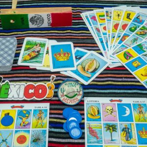 Loteria Mexican Bingo Game Kit - Loteria Bingo Game for 20 Players - Includes 1 Deck of Cards and Boards - with 100 Bingo Chips - for The Entire Family - Great for Learning Spanish.