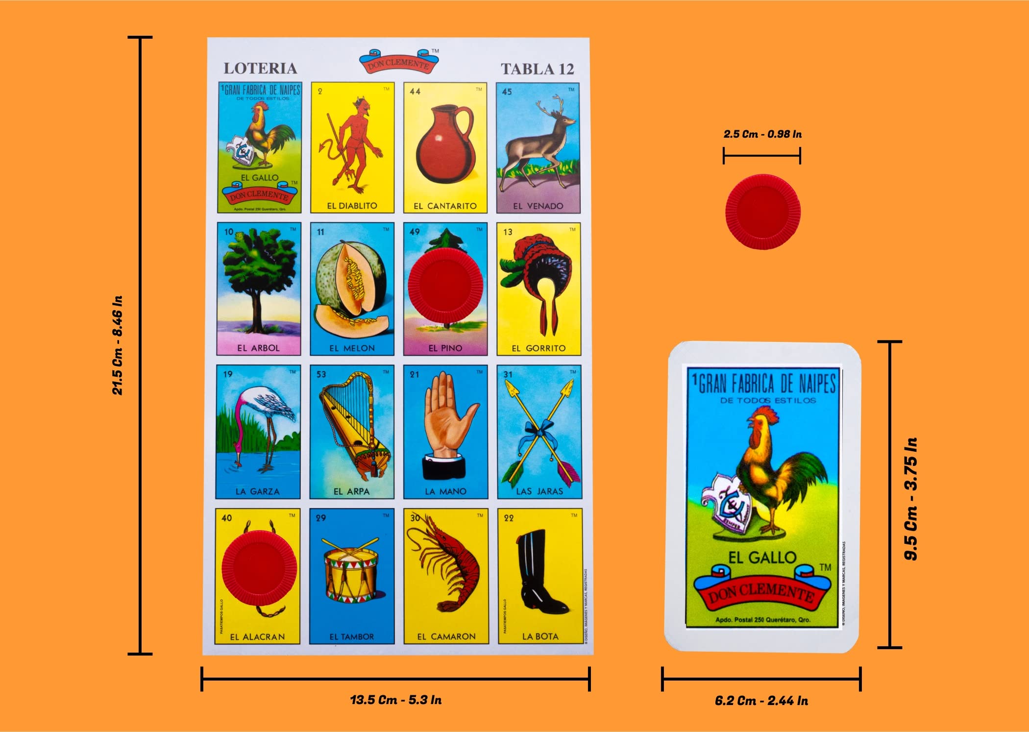 Loteria Mexican Bingo Game Kit - Loteria Bingo Game for 20 Players - Includes 1 Deck of Cards and Boards - with 100 Bingo Chips - for The Entire Family - Great for Learning Spanish.