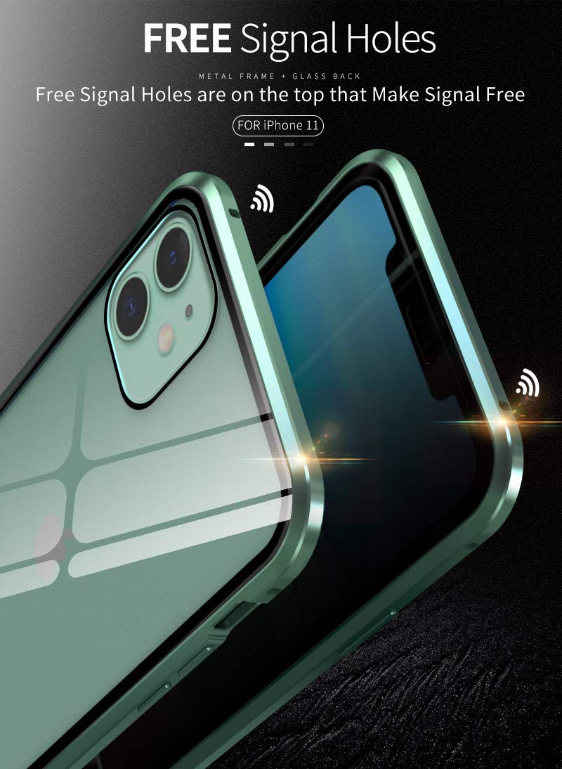 Guppy for iPhone 11 Magnetic Case, Case with Built in Privacy Screen Protector Anti Spy Tempered Glass Slim Metal Aluminum Shockproof Cover Hard Drop Proof Protective Wireless Charging Support